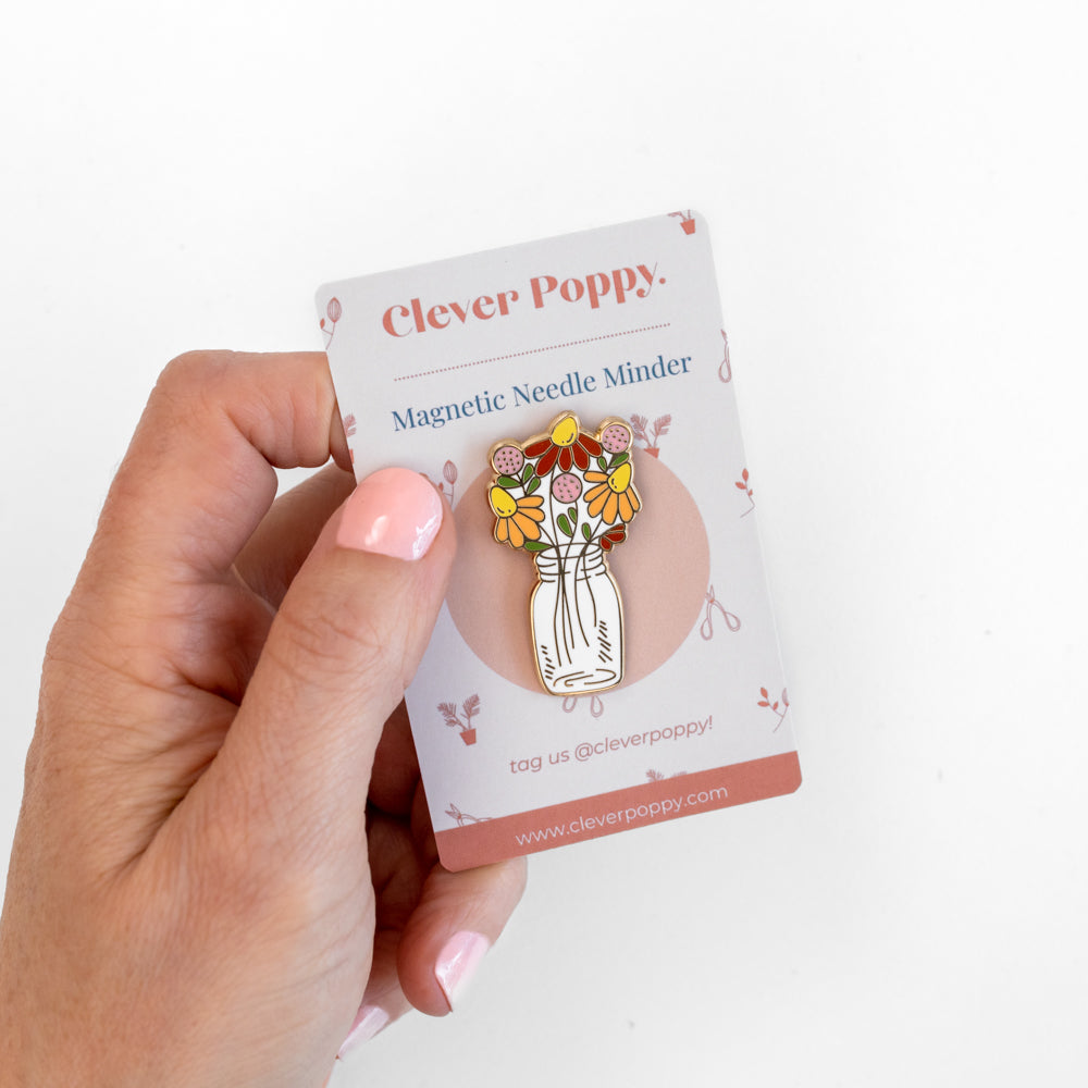 Magnetic Needle Minder | Floral Jar Shaped Needle | Clever Poppy